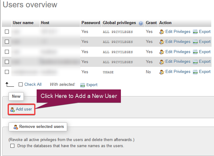Adding New Mysql Users To Your Mysql Database Via The Phpmyadmin Interface