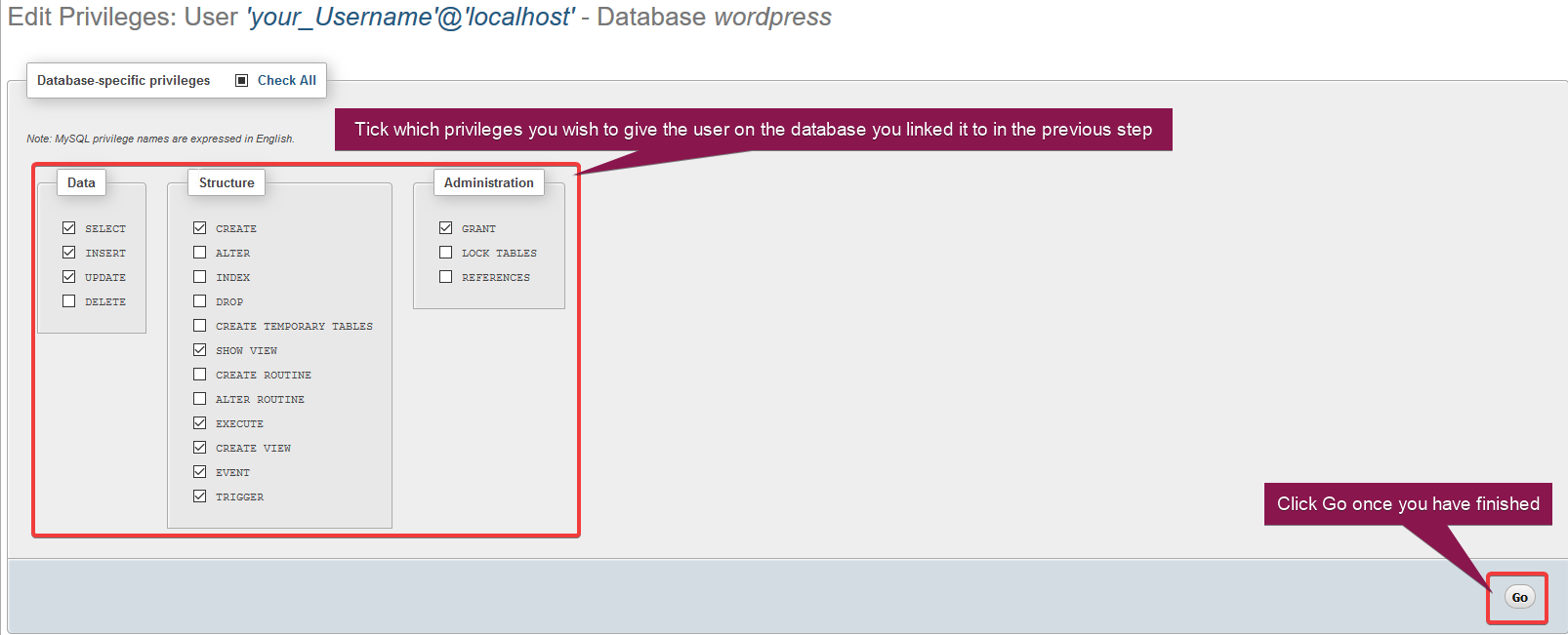 Adding New Mysql Users To Your Mysql Database Via The Phpmyadmin Interface 